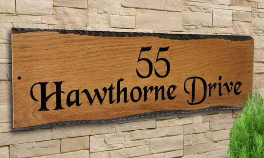 Personalized Oak Carved Wooden Home House Number Name Rustic Sign Plaq ...